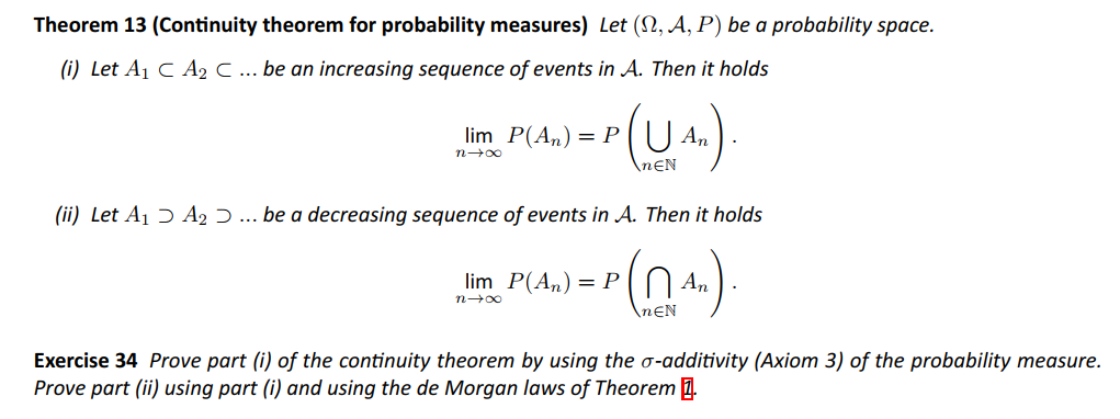Solved Exercise 34 Prove part (i) of the continuity theorem | Chegg.com