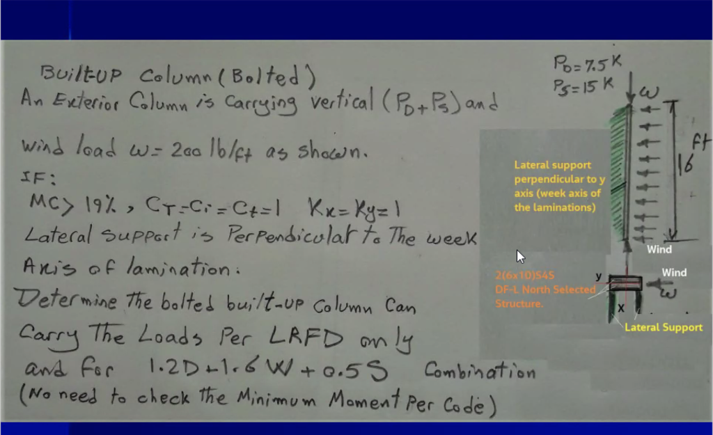 Solved Po=7.5k Ps=15k FH 116 Lateral support perpendicular | Chegg.com