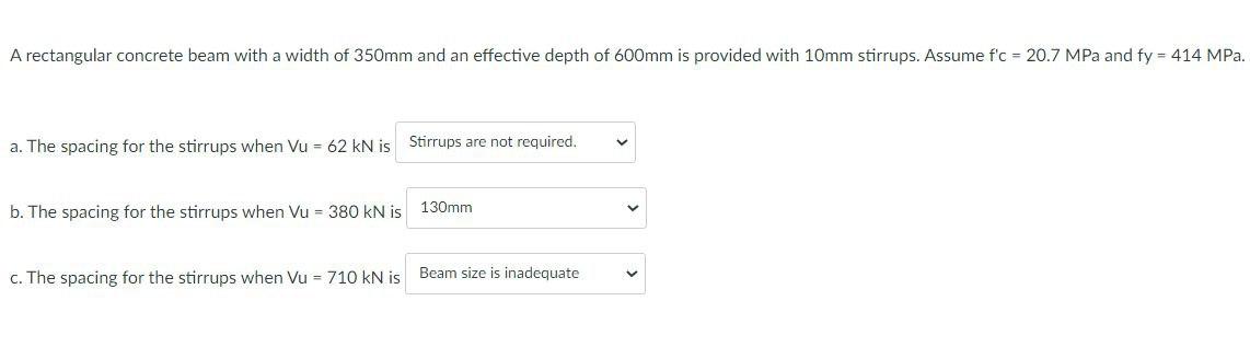 Solved A rectangular concrete beam with a width of 350 mm | Chegg.com