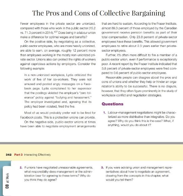 Solved The Pros and Cons of Collective Bargaining Part 3 | Chegg.com