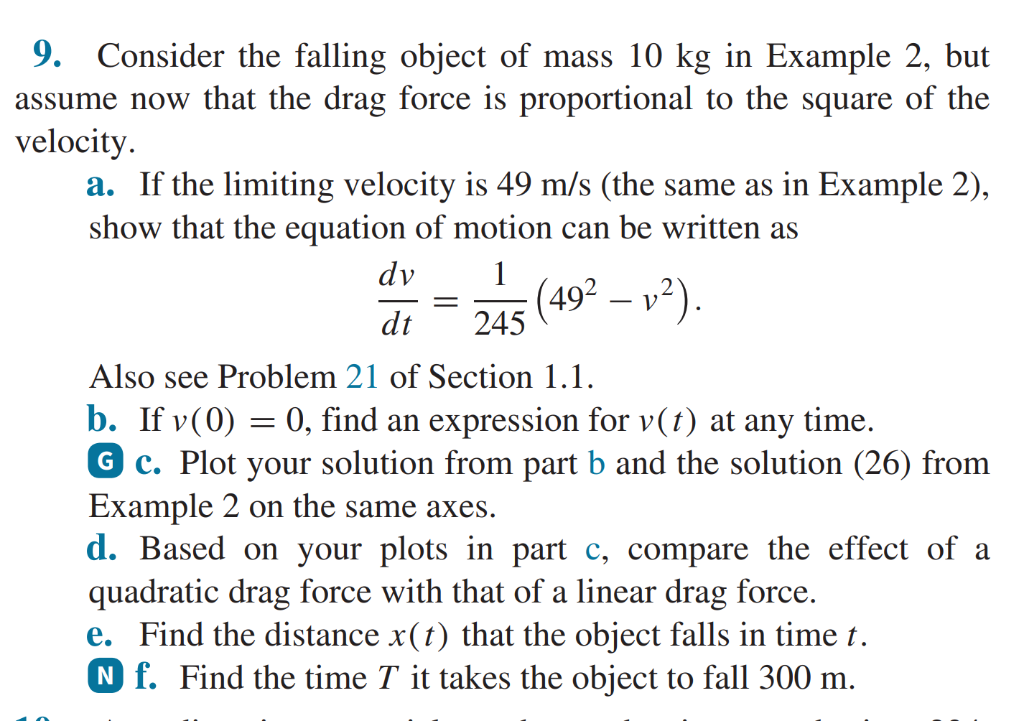 Solved 9 Consider The Falling Object Of Mass 10 Kg In