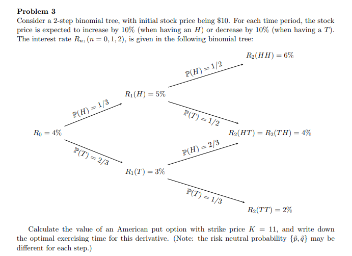Solved Problem 3 Consider a 2-step binomial tree, with | Chegg.com