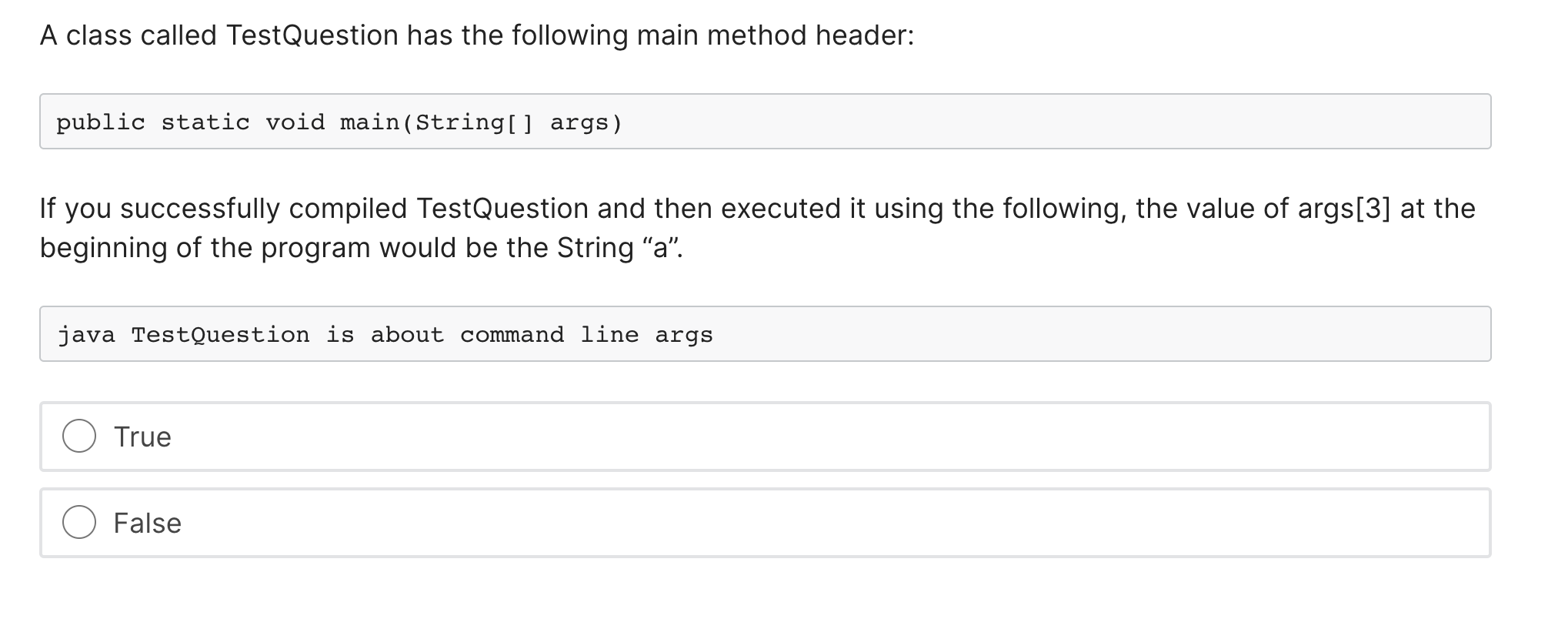 Solved A class called TestQuestion has the following main | Chegg.com Solved A class called TestQuestion has the following main | Chegg.com