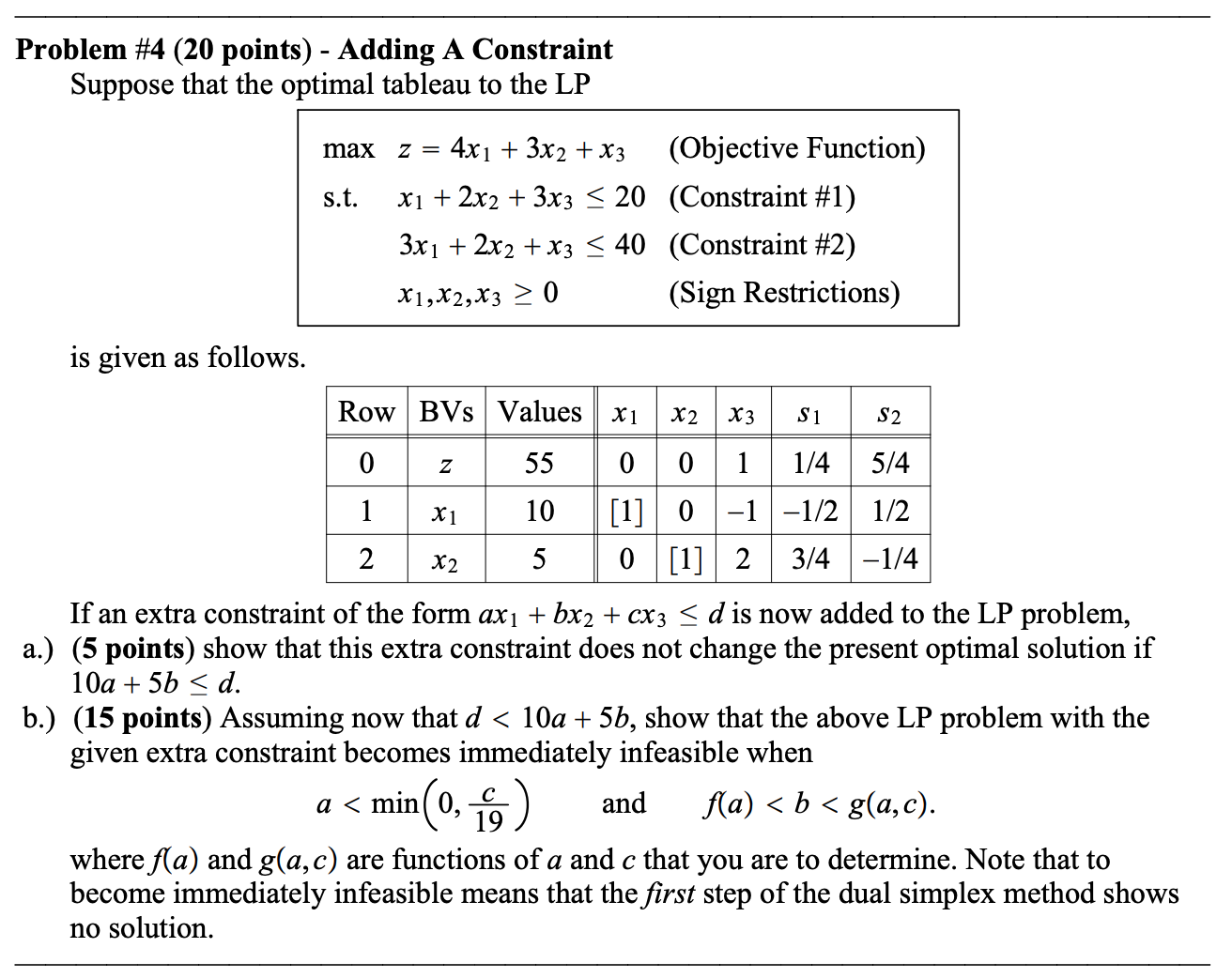 Solved Problem \#4 (20 points) - Adding A Constraint Suppose | Chegg.com