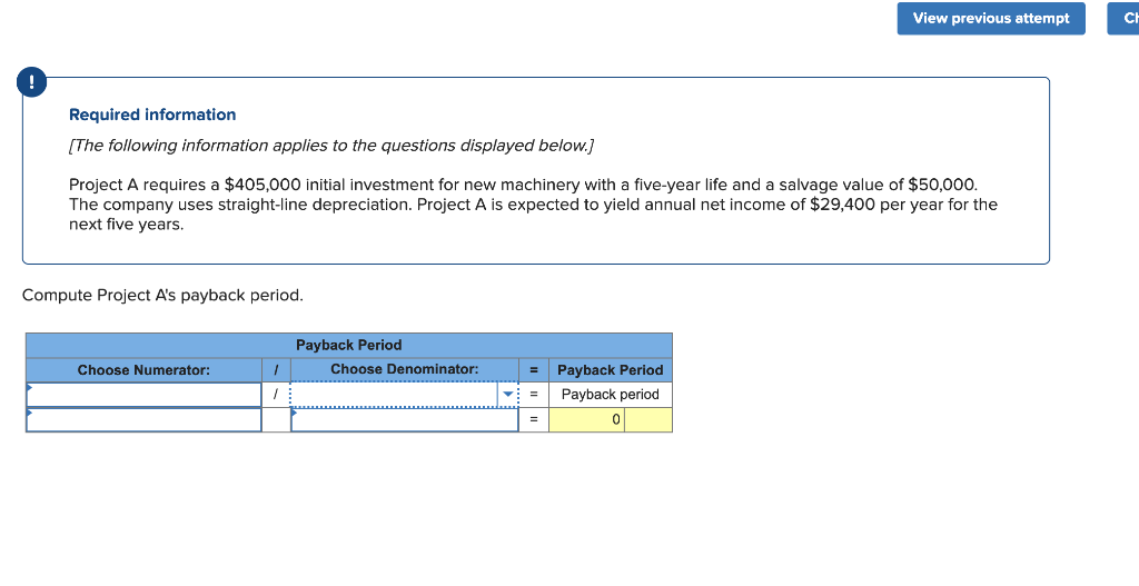 Solved View previous attempt CH ! Required information (The | Chegg.com