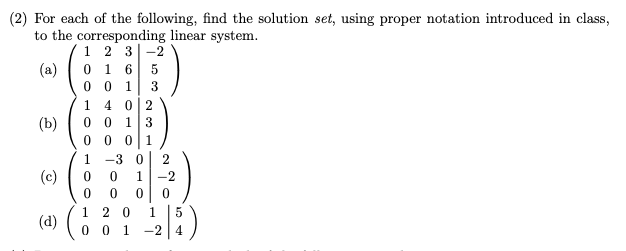Solved (2) For each of the following, find the solution set, | Chegg.com