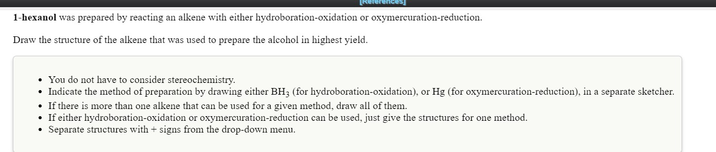 Solved Rererences 1-hexanol was prepared by reacting an | Chegg.com