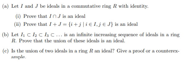 Solved (a) Let I and J be ideals in a commutative ring R | Chegg.com