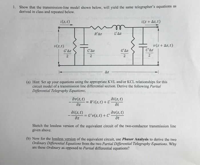 Solved Show that the transmission-line model shown below, | Chegg.com
