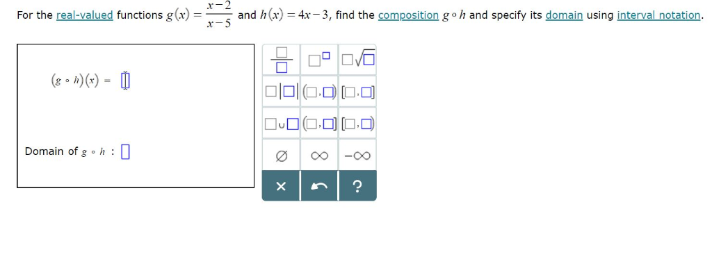 Solved r-2 For the real-valued functions and 4x-3, find the | Chegg.com
