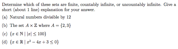 Solved Determine which of these sets are finite, countably | Chegg.com