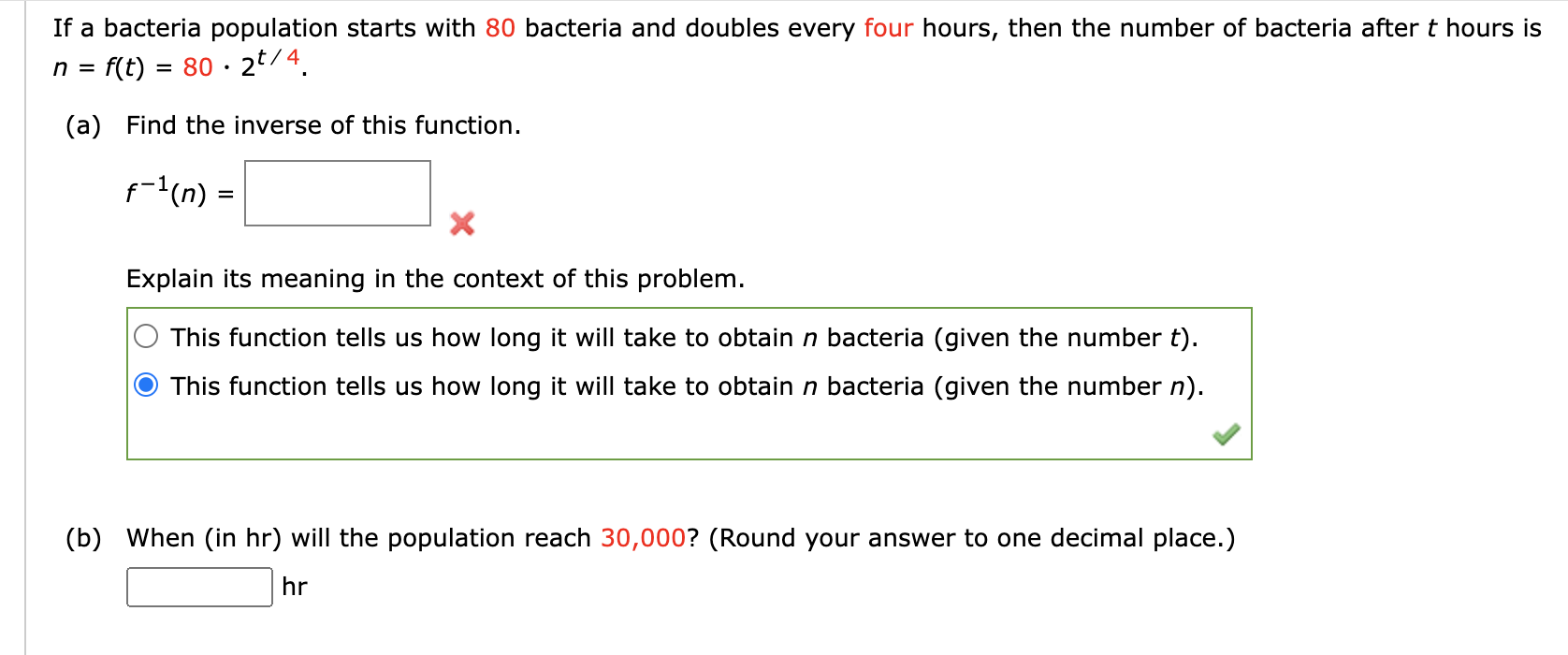 Solved If a bacteria population starts with 80 bacteria and | Chegg.com