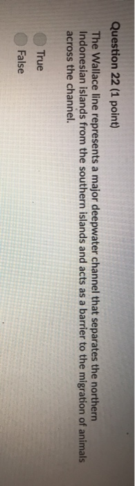 Solved Question 22 (1 point) The Wallace line represents a | Chegg.com