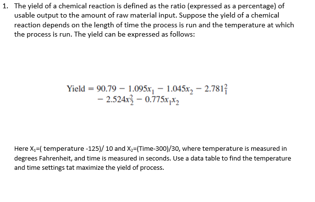 1. The yield of a chemical reaction is defined as the | Chegg.com