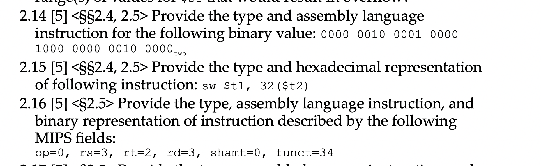 Solved 2.14[5] Provide the type and assembly | Chegg.com