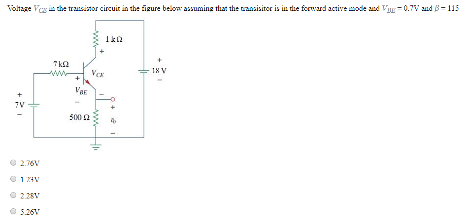 Solved Voltage V CE in the transistor circuit in the figure | Chegg.com
