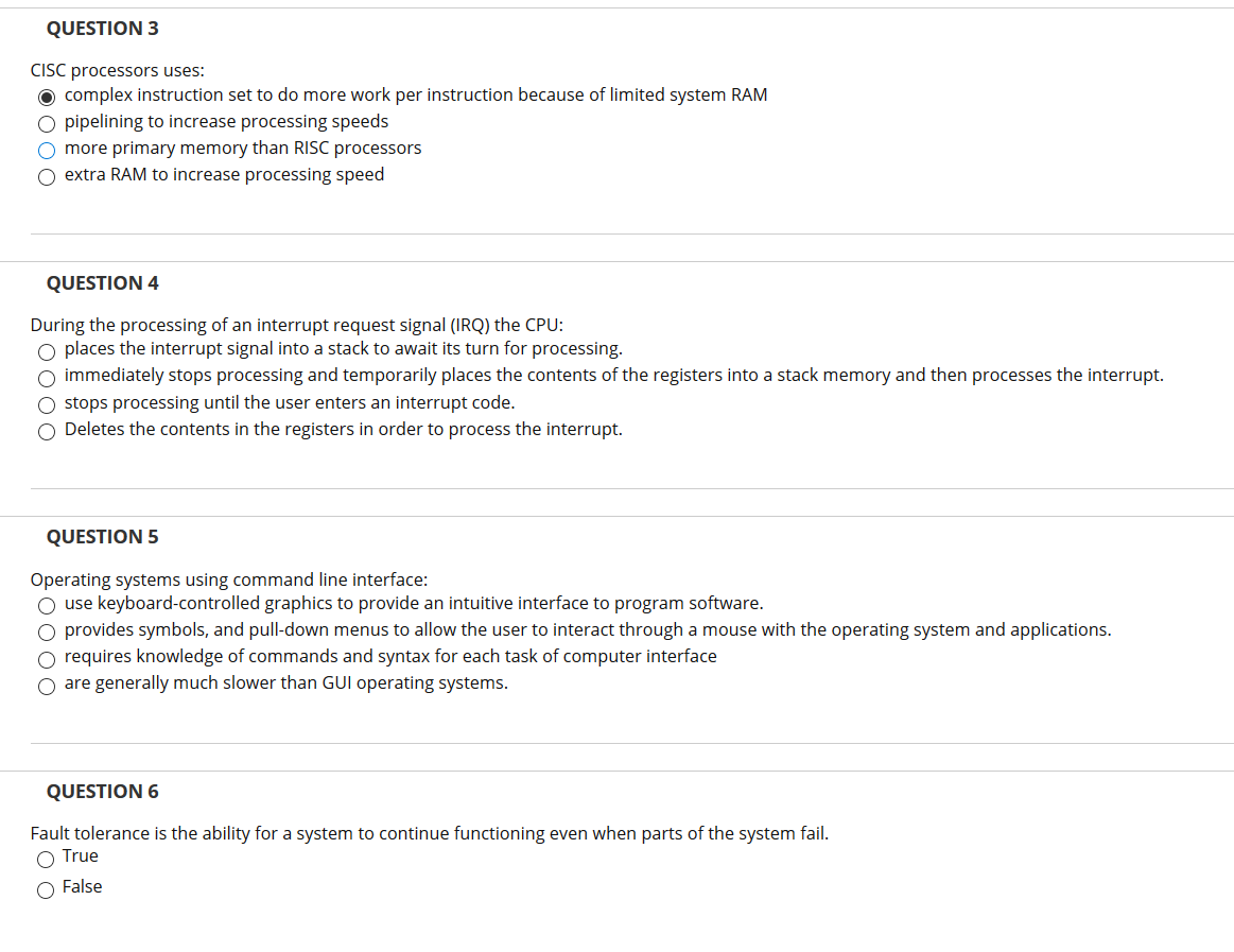 Solved QUESTION 3 CISC processors uses: o complex | Chegg.com