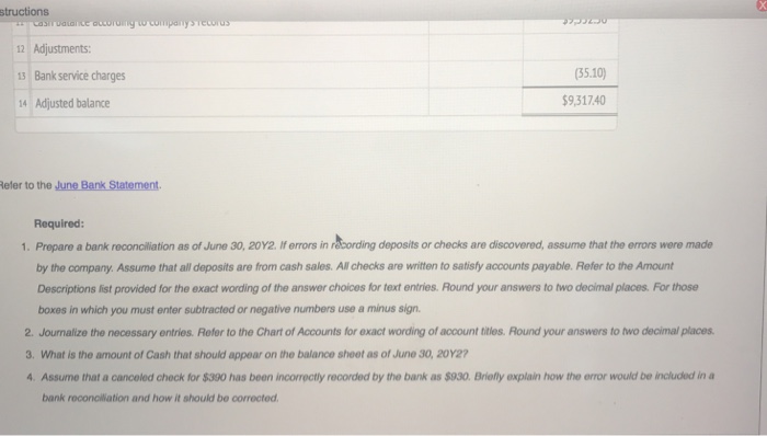 Solved JUNE BANK STATEMENT: PAGE 1 MEMBER FDIC ACCOUNT | Chegg.com