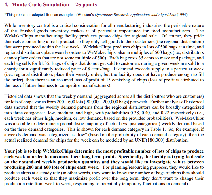 Solved *This problem is adopted from an example in Winston's | Chegg.com