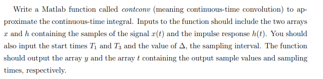 Write A Matlab Function Called Contconv Meaning 
