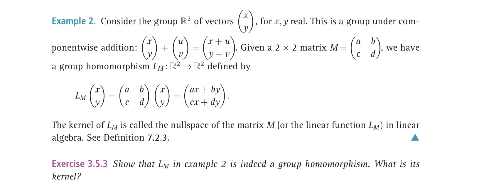 Solved Example 2. Consider the group R2 of vectors (xy), for | Chegg.com