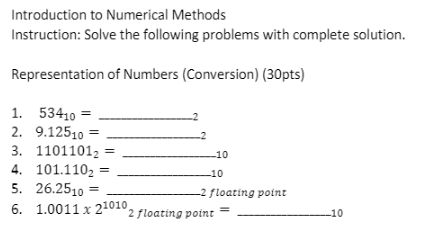 Solved Introduction to Numerical Methods Instruction: Solve | Chegg.com