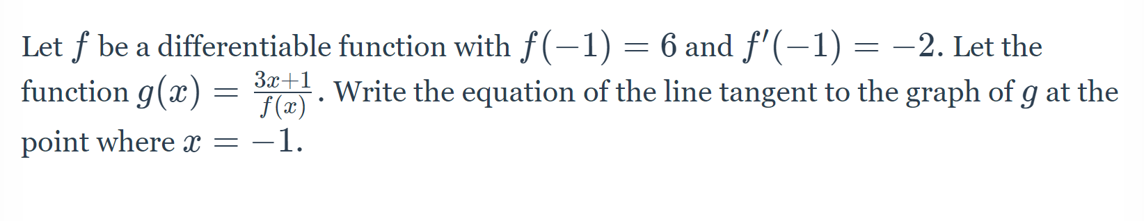 Solved Let f be a differentiable function with f(−1)=6 and | Chegg.com