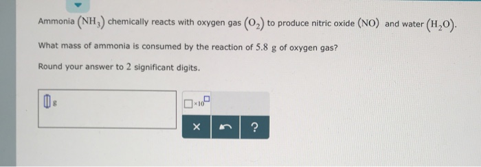 Solved Ammonia (NH,) chemically reacts with oxygen gas (02) | Chegg.com