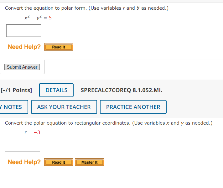 Solved Convert the equation to polar form. (Use variables r | Chegg.com