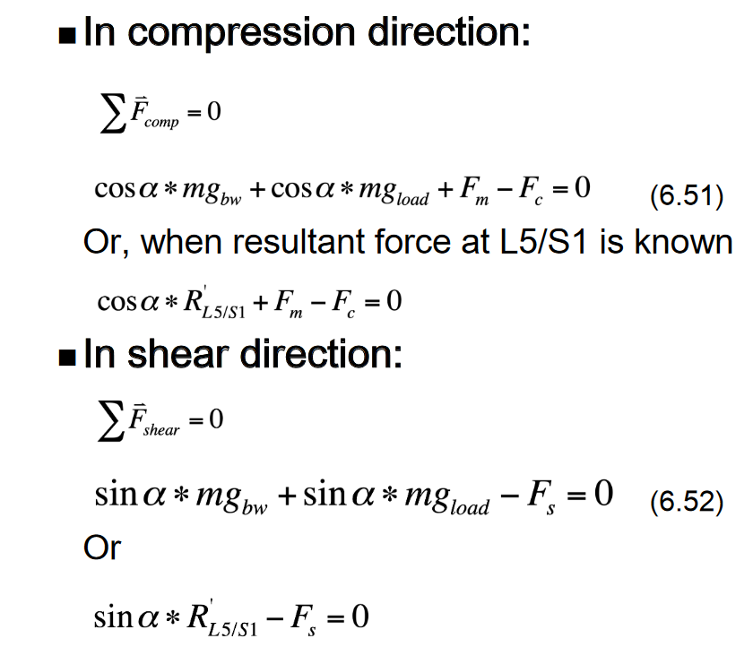Solved Calculate the L5/S1 disc compression and shear | Chegg.com