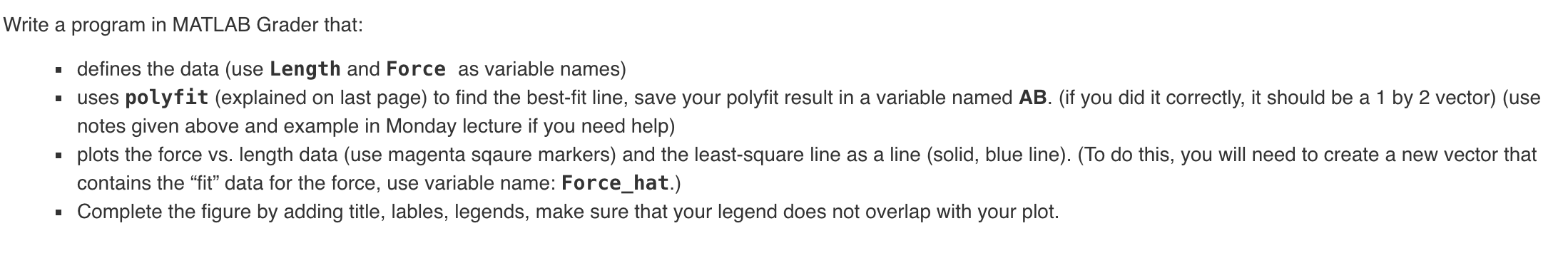 Solved Write a program in MATLAB Grader that: • defines the | Chegg.com