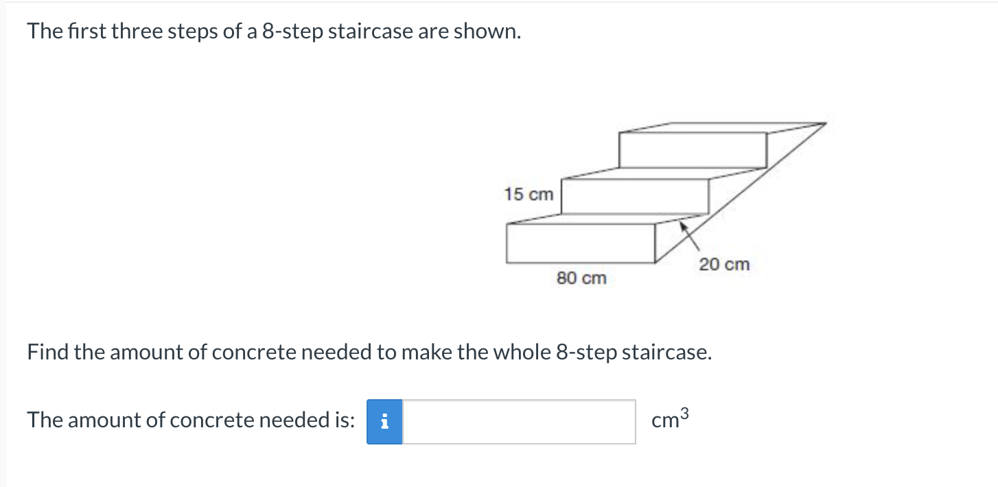 Solved The first three steps of a 8-step staircase are | Chegg.com