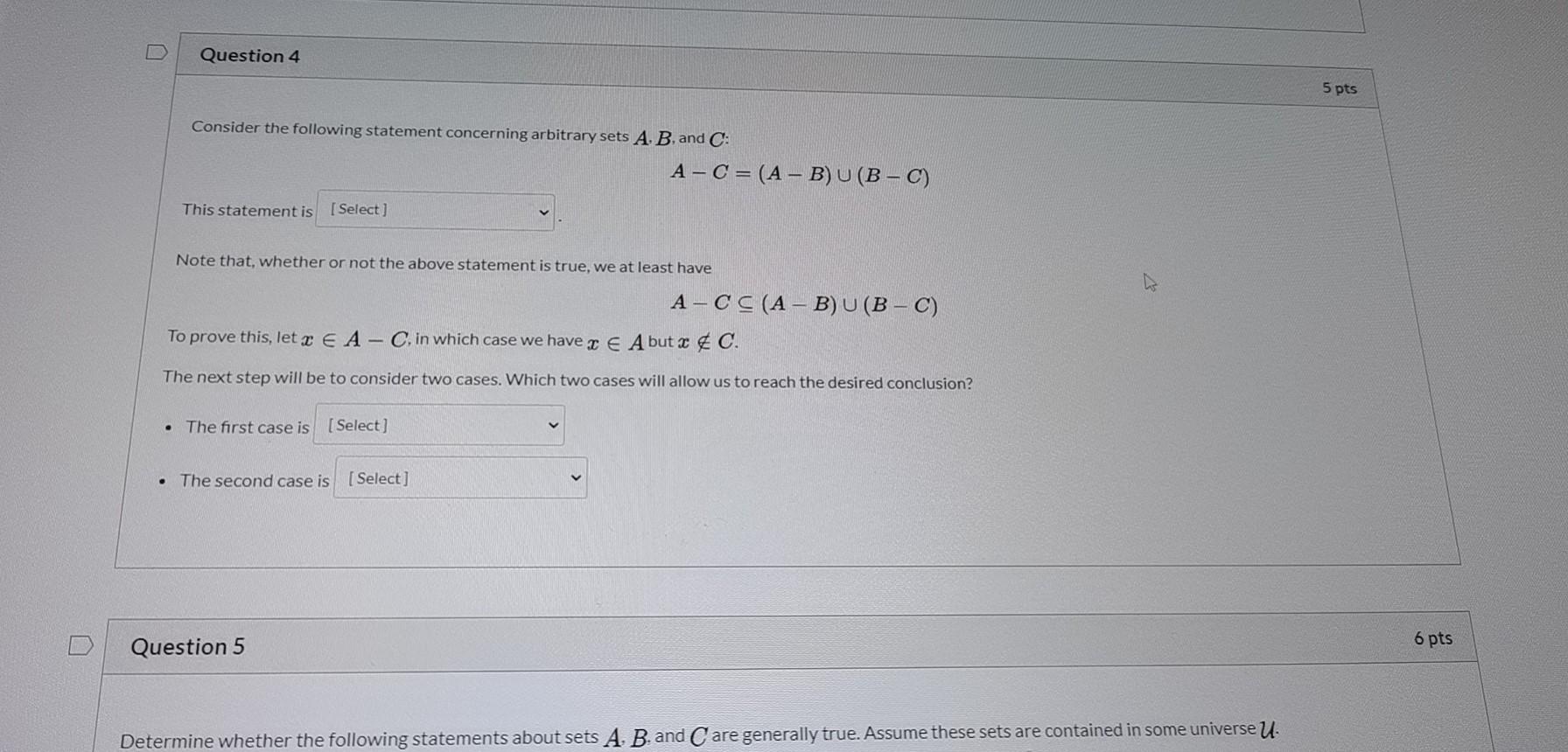 Solved Question 4 5 pts Consider the following statement | Chegg.com