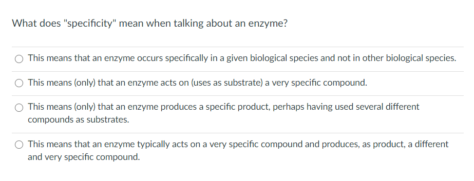 Solved What does "specificity" mean when talking about an | Chegg.com