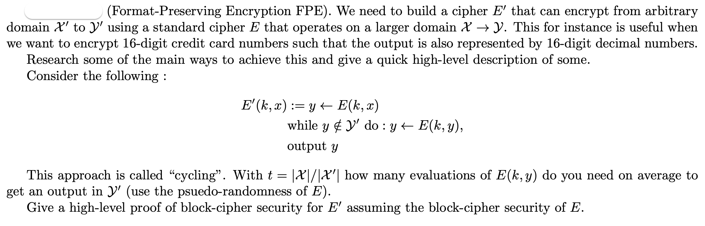 (Format-Preserving Encryption FPE). We need to build | Chegg.com