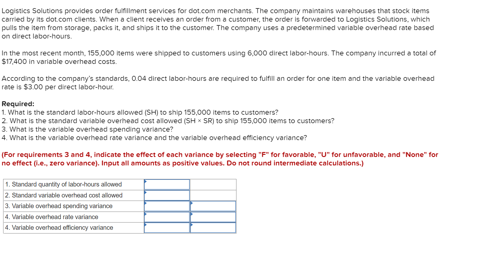 Solved Logistics Solutions provides order fulfillment | Chegg.com