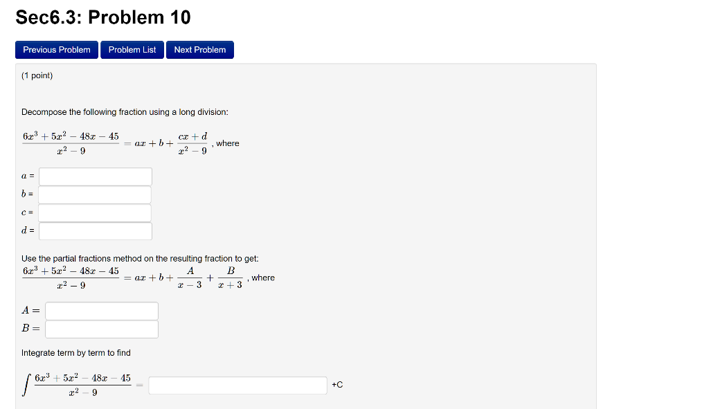 Solved Sec6.3: Problem 10 Previous Problem Problem List Next | Chegg.com