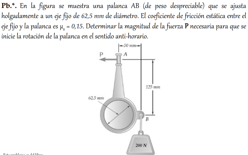 Solved Pb.*. ﻿En la figura se muestra una palanca \( ﻿A B | Chegg.com