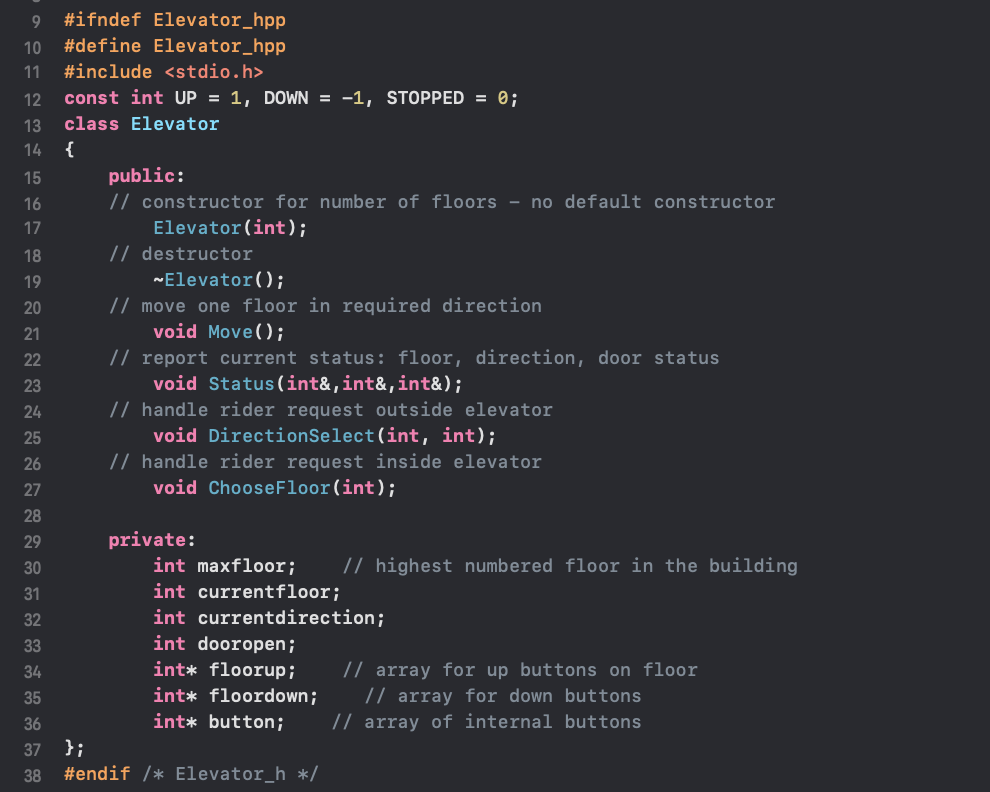 Solved AaAC++ Elevator.For Reference, here is my header file | Chegg.com