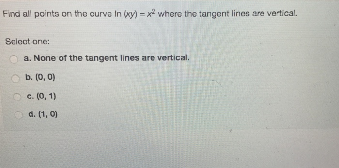 Solved Find all points on the curve In (xy) = x^2 where the | Chegg.com