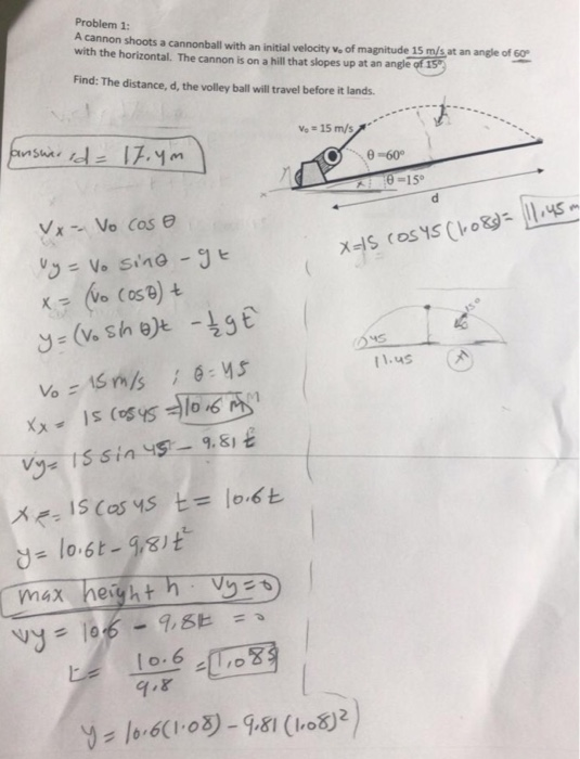 Solved Problem 1: A cannon shoots a cannonball with an | Chegg.com