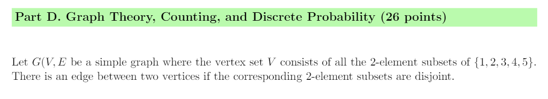 Solved Let G(V,E be a simple graph where the vertex set V | Chegg.com