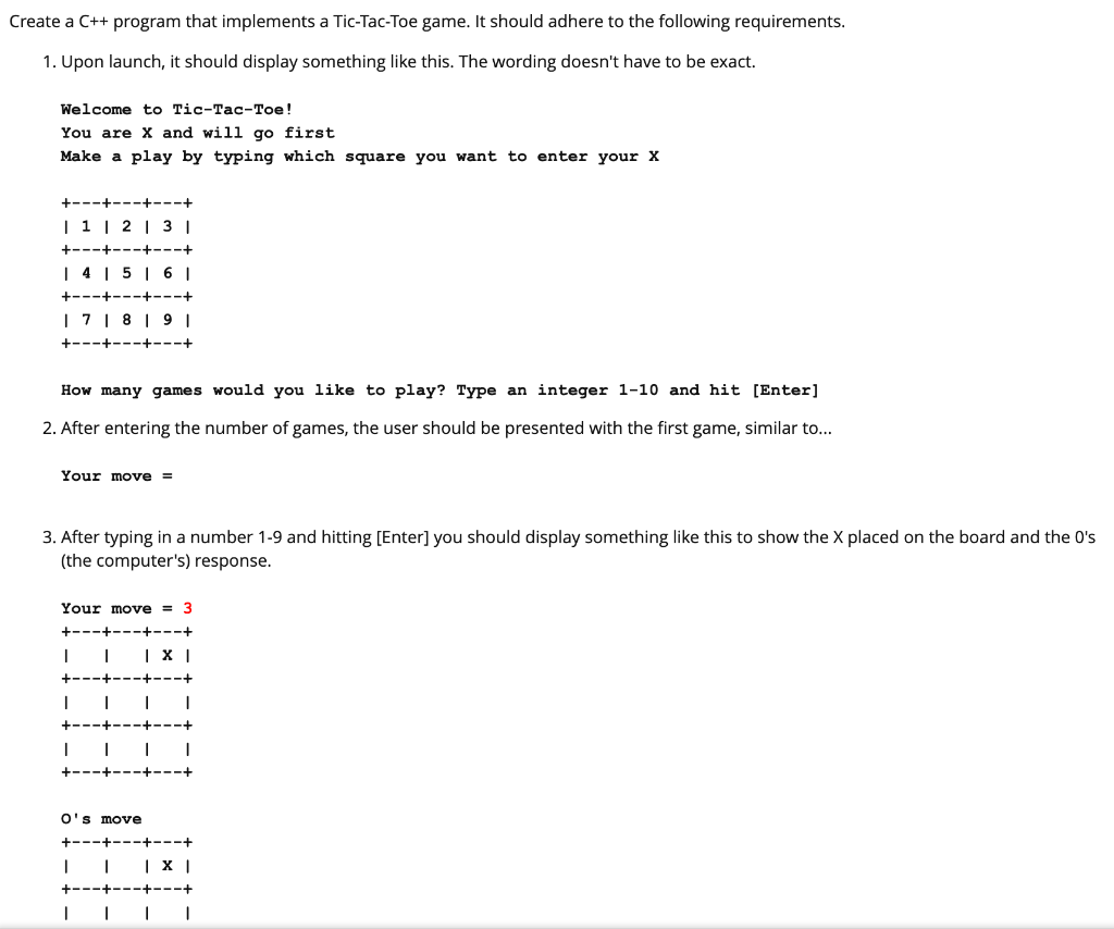Solved Reate A C Program That Implements A Tic Tac Toe 