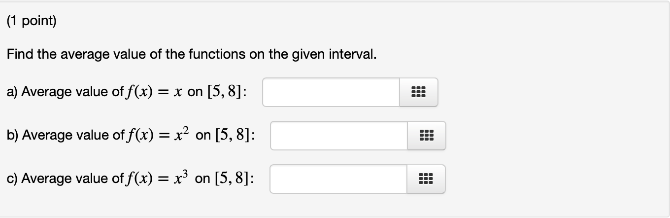 Solved Find the average value of the functions on the given | Chegg.com