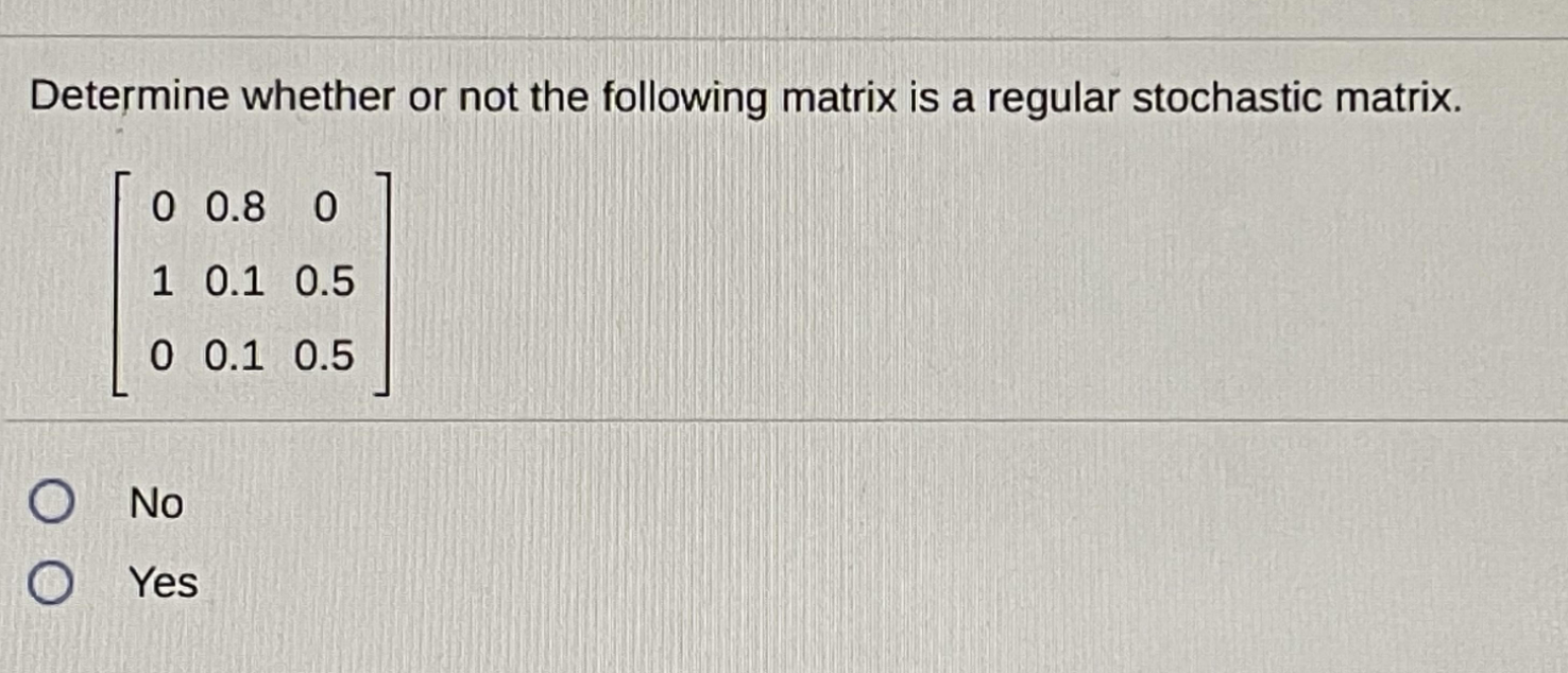 Solved Write a stoachastic matrix corresponding to the | Chegg.com