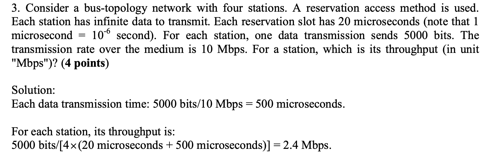 Solved 3. Consider a bus-topology network with four | Chegg.com