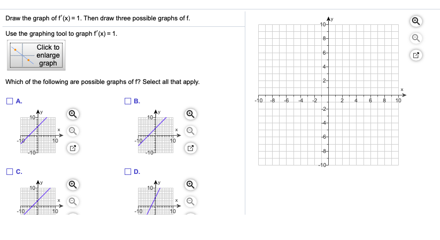 Solved a 10- 8- Draw the graph of f'(x) = 1. Then draw three | Chegg.com