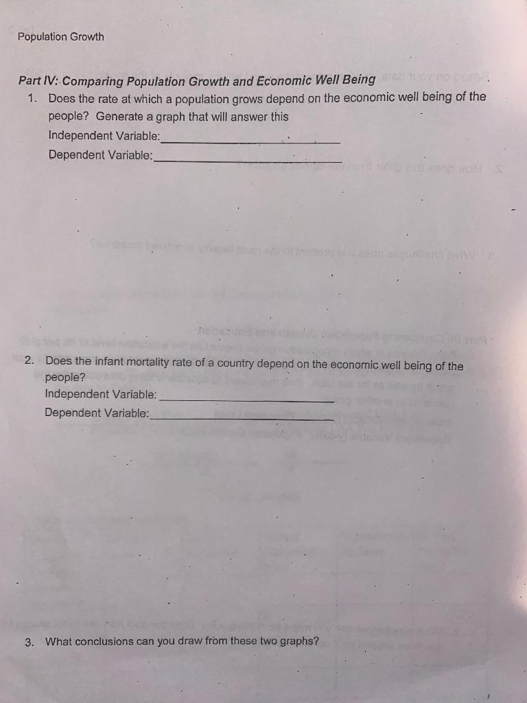Solved Population Growth Part IV: Comparing Population | Chegg.com