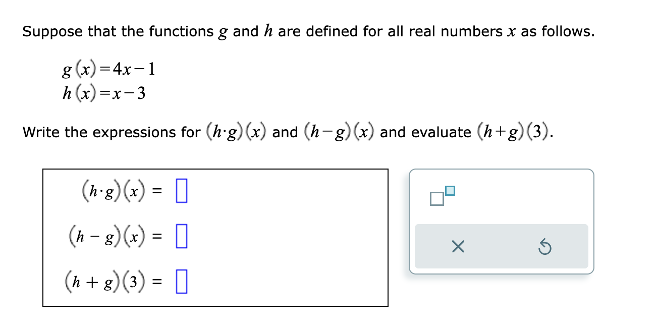 Solved Suppose that the functions g and h are defined for | Chegg.com