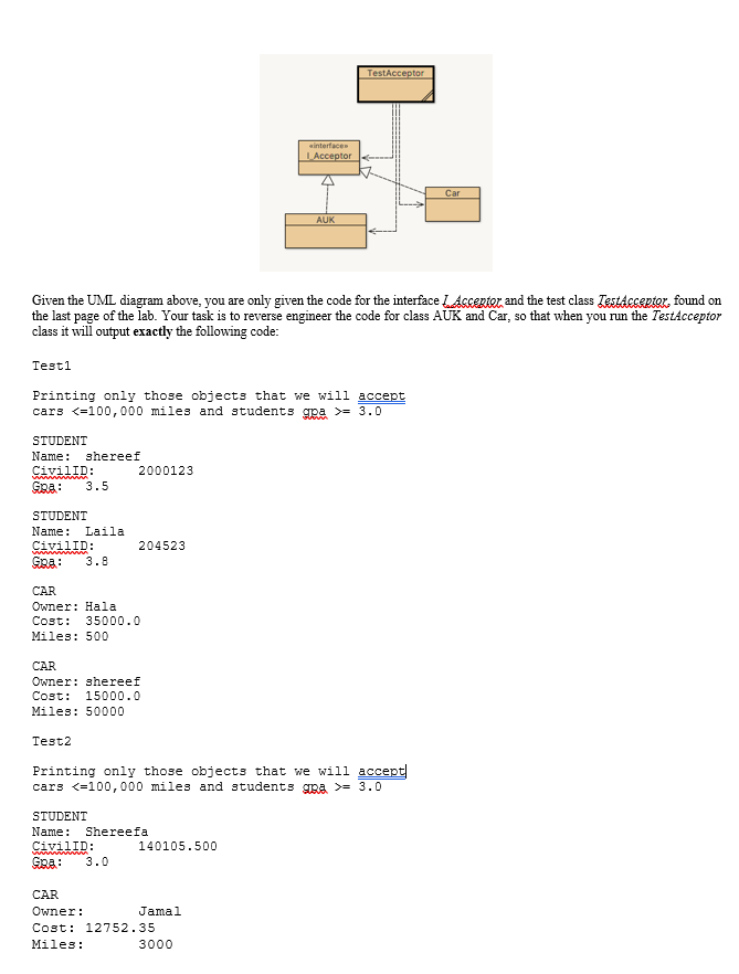 Solved Create 2 java source files one for AUK and one for | Chegg.com
